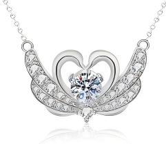 China 925 Silver Moissanite Swan Love Pendant Necklace 16 Inch Adjustable Elegant Jewelry for sale