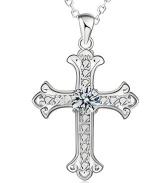 China 925 Silver Moissanite Cross Pendant Necklace 16 Inch Vintage Lucky Bag Jewelry for sale