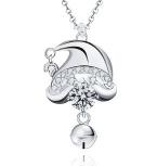 China 925 Silver Moissanite Santa Pendant Necklace 16 Inch Cute Christmas Jewelry for sale