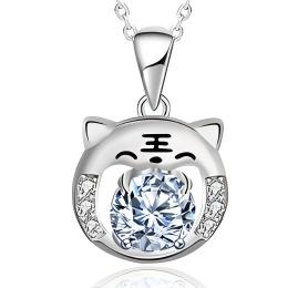 China 925 Silver Moissanite Cute Tiger Pendant Necklace 16 Inch Lucky Jewelry for sale