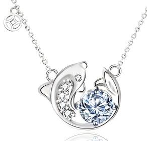 China 925 Silver Moissanite Koi Fish Blessing Pendant Necklace 16 Inch Dainty Jewelry for sale