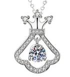 China 925 Silver Moissanite Crown Skirt Pendant Necklace 16 Inch Elegant Jewelry for sale