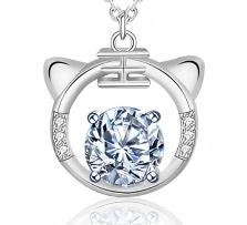 China 925 Silver Moissanite Tiger Pendant Necklace 16 Inch Cute New Year Jewelry for sale
