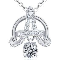 China 925 Silver Moissanite Tower Pendant Necklace 16 Inch Custom High Quality Jewelry for sale