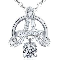 China 925 Silver Moissanite Tower Pendant Necklace 16 Inch Custom High Quality Jewelry for sale