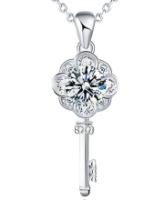 China 925 Silver Moissanite Heart Lock Pendant Necklace 16 Inch Certified Jewelry for sale
