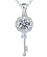 China 925 Silver Moissanite Heart Lock Pendant Necklace 16 Inch Certified Jewelry for sale