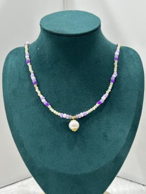 China Natural Freshwater Pearl Pendant Necklace 9-9.5mm Round White Handmade Jewelry for sale