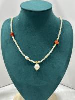 China Natural Freshwater Pearl Pendant Necklace 10-10.5mm White Pearl Agate Crystal Jewelry for sale