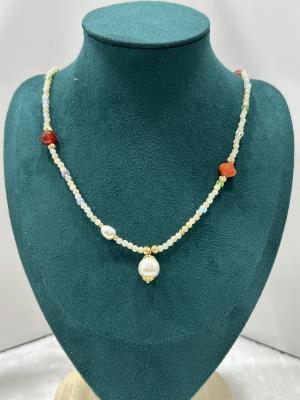 China Natural Freshwater Pearl Pendant Necklace 10-10.5mm White Pearl Agate Crystal Jewelry for sale