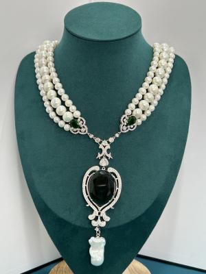 China Natural Freshwater Pearl Pendant Necklace 13.5-14mm White Drop Pearl Jewelry for sale