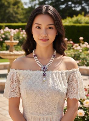 China Natural Freshwater Pearl Pendant Necklace 13.5-14mm Teardrop Shape Multi-Layer Chain Link Wedding Jewelry for sale