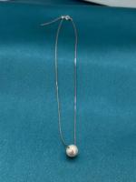 China 925 Silver Natural Freshwater Pearl Pendant Necklace 10mm Round Adjustable Chain 42cm for sale