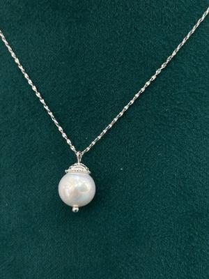China 925 Silver Natural Freshwater Pearl Pendant Necklace 9-9.5mm 41cm Elegant Gift for sale