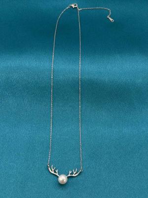 China 925 Silver Natural Freshwater Pearl Pendant Necklace 8.5-9mm 41cm Dainty Round for sale