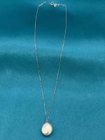 China 925 Silver Freshwater Pearl Pendant Necklace 14mm Pearl 41cm Chain Minimalist Design for sale