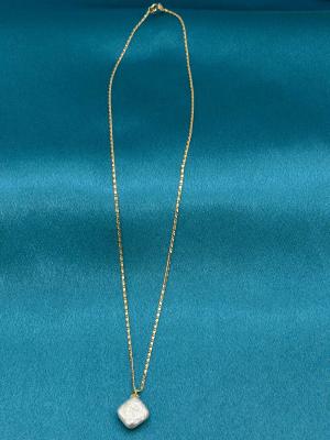 China 925 Silver Natural Freshwater Pearl Pendant Necklace 11.5-12mm Irregular Pearl Jewelry for sale