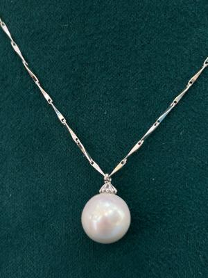 China 925 Silver Natural Freshwater Pearl Pendant Necklace 10-10.5mm 42cm White for sale