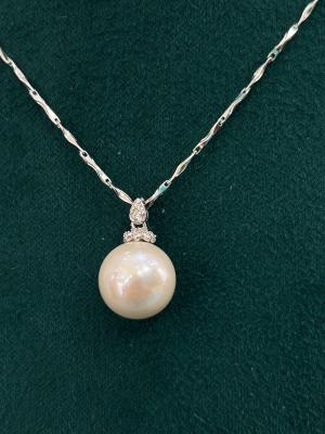 China 925 Silver Freshwater Pearl Pendant Necklace 9.5-10mm 42cm White Round Pearl Jewelry for sale