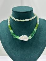 China Natural Pearl Hotan Jade Agate Pendant Necklace 14.5-15mm Green Emerald Jewelry for sale