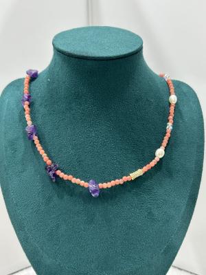 China Natural Freshwater Pearl and Jade Necklace 5-7mm Pearl 43-44cm Length Elegant Jewelry for sale