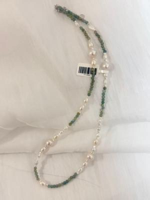 China Natural Pearl and Jade Necklace 10-10.5mm Pearl 51cm Length Elegant Gift Set for sale