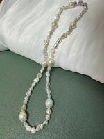 China Natural Pearl Baroque Necklace Sterling Silver 10-10.5mm 49cm Length Women Statement Jewelry for sale