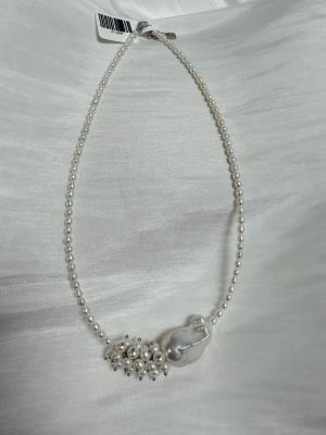 China Natural Pearl Baroque Necklace 14.5-15mm Handmade Extra Large Pearl Jewelry 40cm for sale