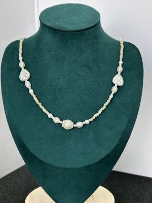 China Natural Pearl Choker Necklace 10.5-11mm with Heart Cross Pendant White Beaded Jewelry for sale