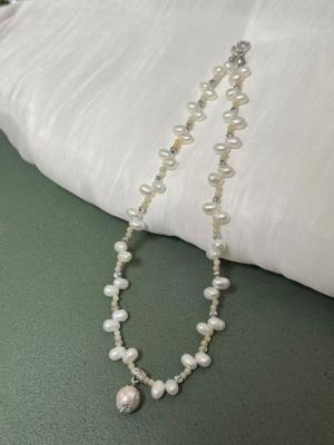 China Natural Freshwater Pearl and Jade Necklace 10.5-11mm 42-43cm Elegant Design for sale