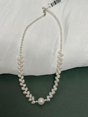 China Freshwater Seed Pearl Necklace 11.5-12mm Ear of Wheat Shape Jewelry 40cm Length for sale