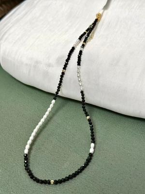 China Black Crystal Pearl Necklace 41-42cm Natural Pearl Jewelry Fashion Elegant Design for sale