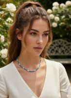 China Classic Blue Freshwater Pearl and Turquoise Beaded Necklace 45cm 4mm for sale