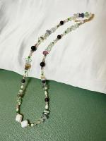 China Natural Pearl Wood Bead Agate Crystal Necklace 51cm Elegant Daily Wear Jewelry for sale
