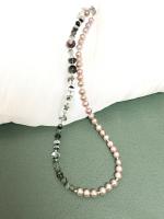 China Colorful Crystal Ghost Stone Pearl Necklace Natural Pearls Jade Beads 47cm 7.5-8mm for sale