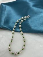 China Natural Pearl and Hetian Jade Necklace 41cm Large 10mm Pearl Bead Jewelry for sale