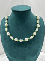 China Natural Pearl and Hetian Jade Necklace 41cm Large 10mm Pearl Bead Jewelry for sale