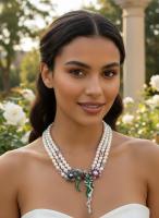 China Colorful Multi Layer Pearl Necklace Natural Pearl Jade Bead Strand 45cm for sale