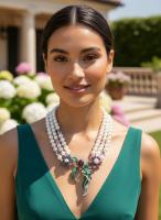 China Colorful Multi Layer Pearl Necklace Natural Pearl Jade Bead Strand 45cm for sale