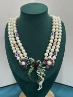 China Colorful Multi Layer Pearl Necklace Natural Pearl Jade Bead Strand 45cm for sale
