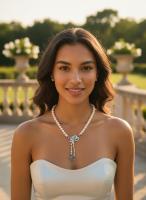 China High Quality Freshwater Pearl Necklace Silver Bow Colorful Pearls Elegant Style 45cm for sale