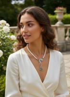 China High Quality Freshwater Pearl Necklace Silver Bow Colorful Pearls Elegant Style 45cm for sale