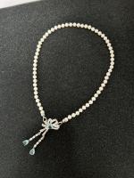 China High Quality Freshwater Pearl Necklace Silver Bow Colorful Pearls Elegant Style 45cm for sale