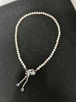 China High Quality Freshwater Pearl Necklace Silver Bow Colorful Pearls Elegant Style 45cm for sale