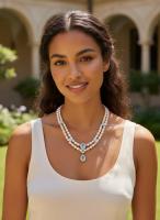China Freshwater Pearl Necklace with Blue Pendant 8mm Natural Pearl Jewelry for Women for sale