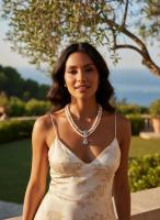 China Freshwater Pearl Necklace with Blue Pendant 8mm Natural Pearl Jewelry for Women for sale
