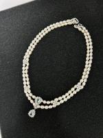 China Freshwater Pearl Necklace with Blue Pendant 8mm Natural Pearl Jewelry for Women for sale