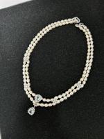 China Freshwater Pearl Necklace with Blue Pendant 8mm Natural Pearl Jewelry for Women for sale