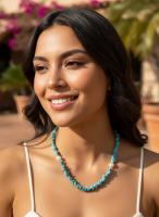 China Natural Pearl Turquoise Necklace Adjustable Length 18 Inch Gold Clasp for sale