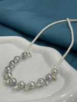 China Freshwater Baroque Pearl Pendant Necklace 18 Inch Long Turquoise Stone Gold Clasp for sale